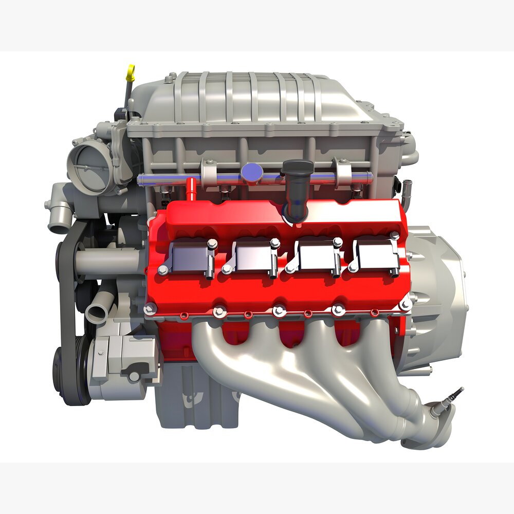 닷지 챌린저 수퍼차저 HEMI 데몬 V8 엔진 3D 모델 - 다운로드 엔진 on 3DModels.org