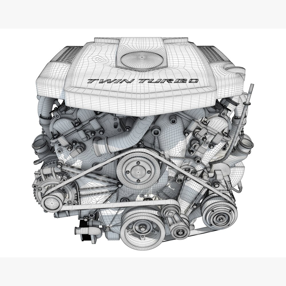 Motor V6 Completo Con Doble Turbo Para Automóvil Modelo 3D - Descargar ...