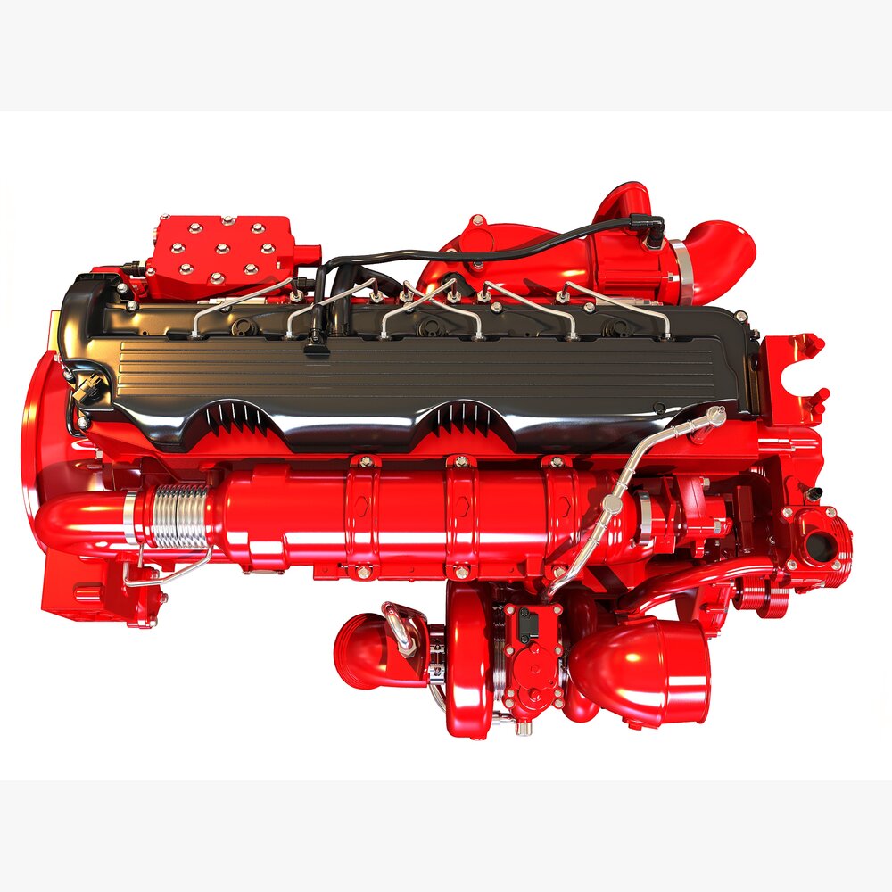 Motor Rojo de Camión de Alta Resistencia Modelo 3D - Descargar Motor on ...