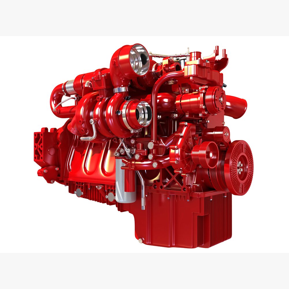 Motor Rojo de Camión de Alta Resistencia Modelo 3D - Descargar Motor on ...