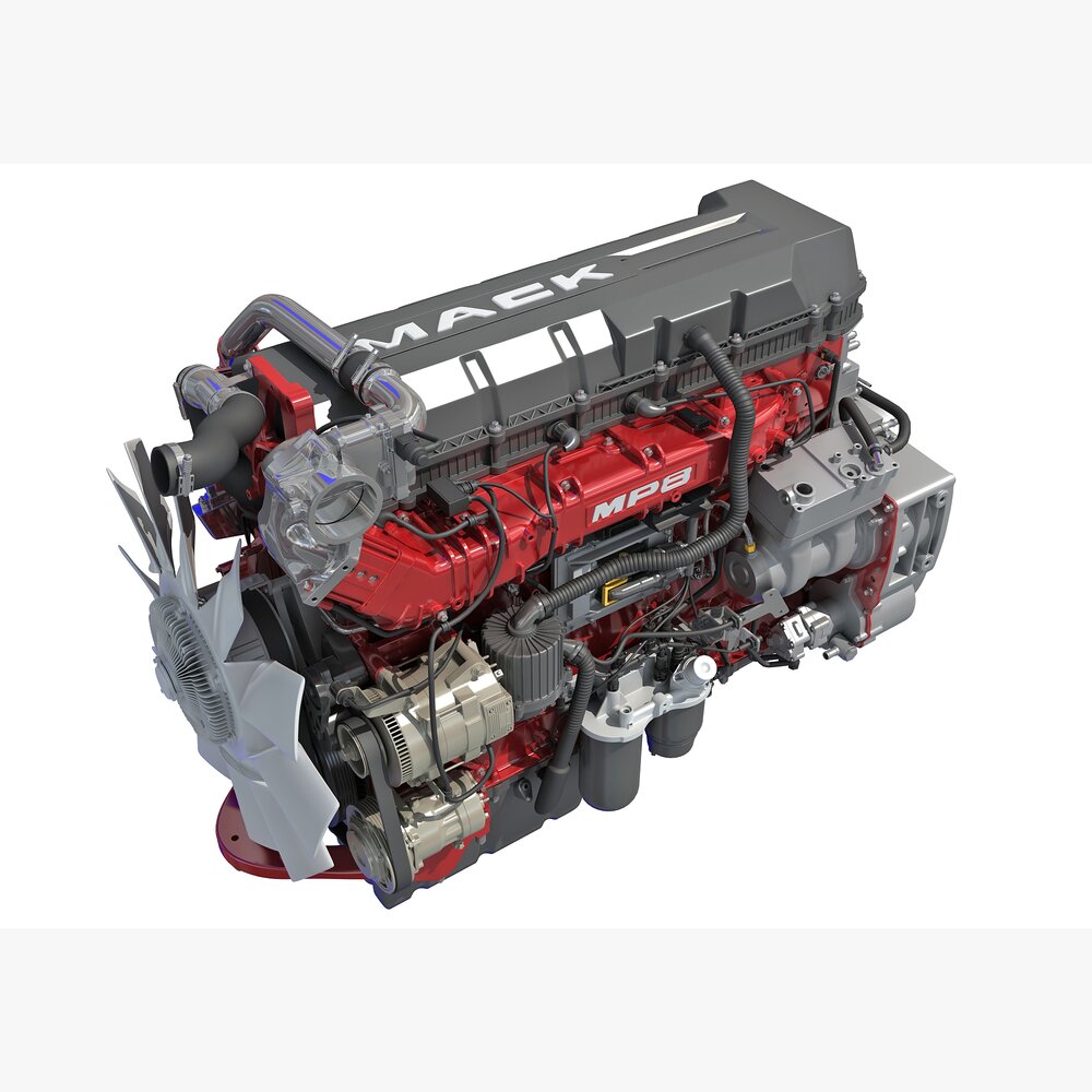 Mack MP8 Truck Engine 3D model - Download Engine on 3DModels.org