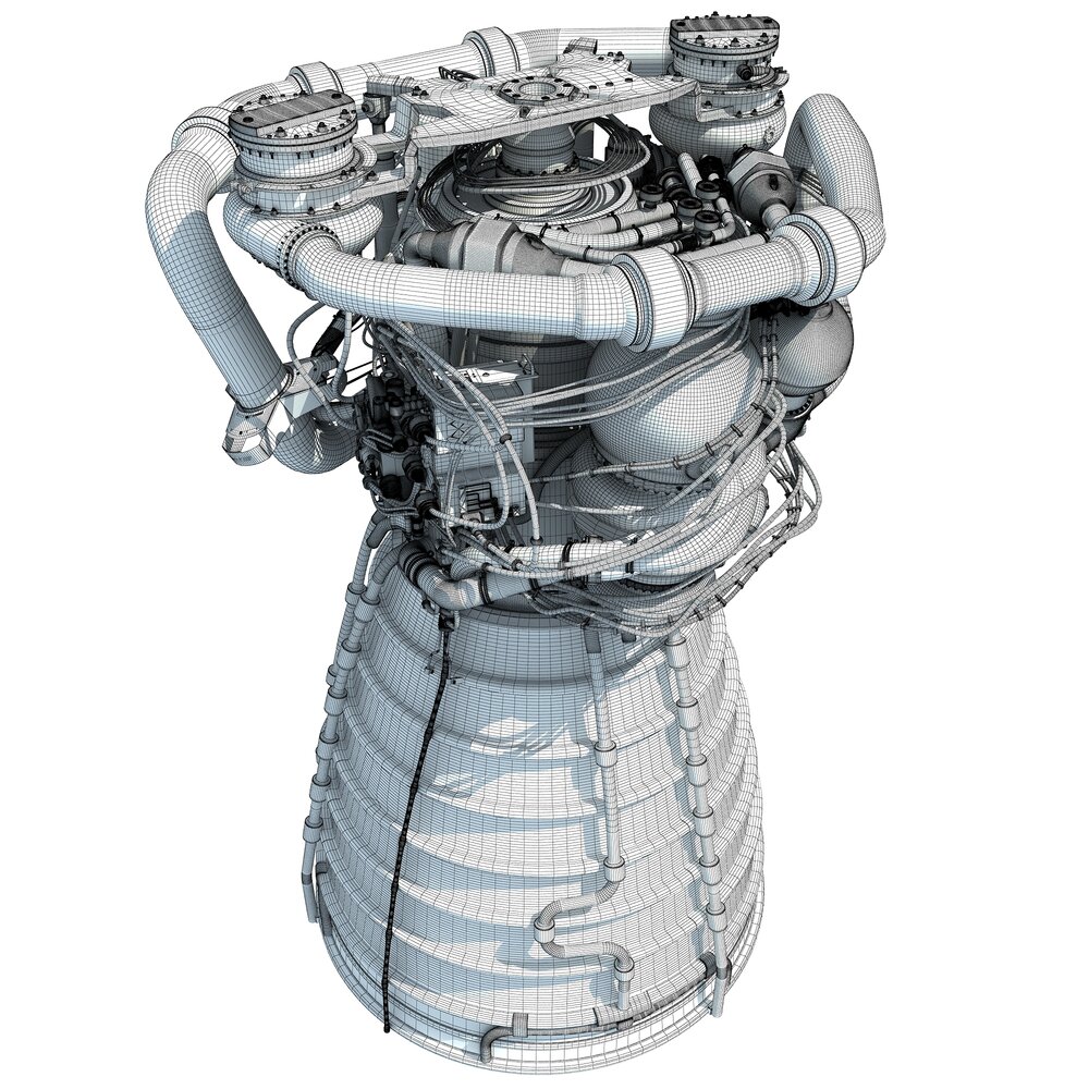 RS-25 우주왕복선 주요 로켓 엔진 3D 모델 - 다운로드 엔진 on 3DModels.org