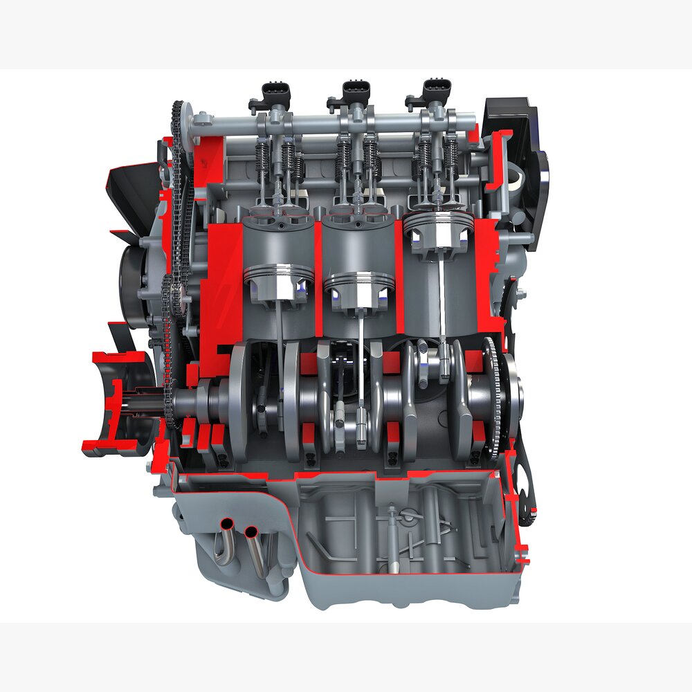 Motor V6 Animado Seccionado Modelo 3D - Descargar Motor on 3DModels.org