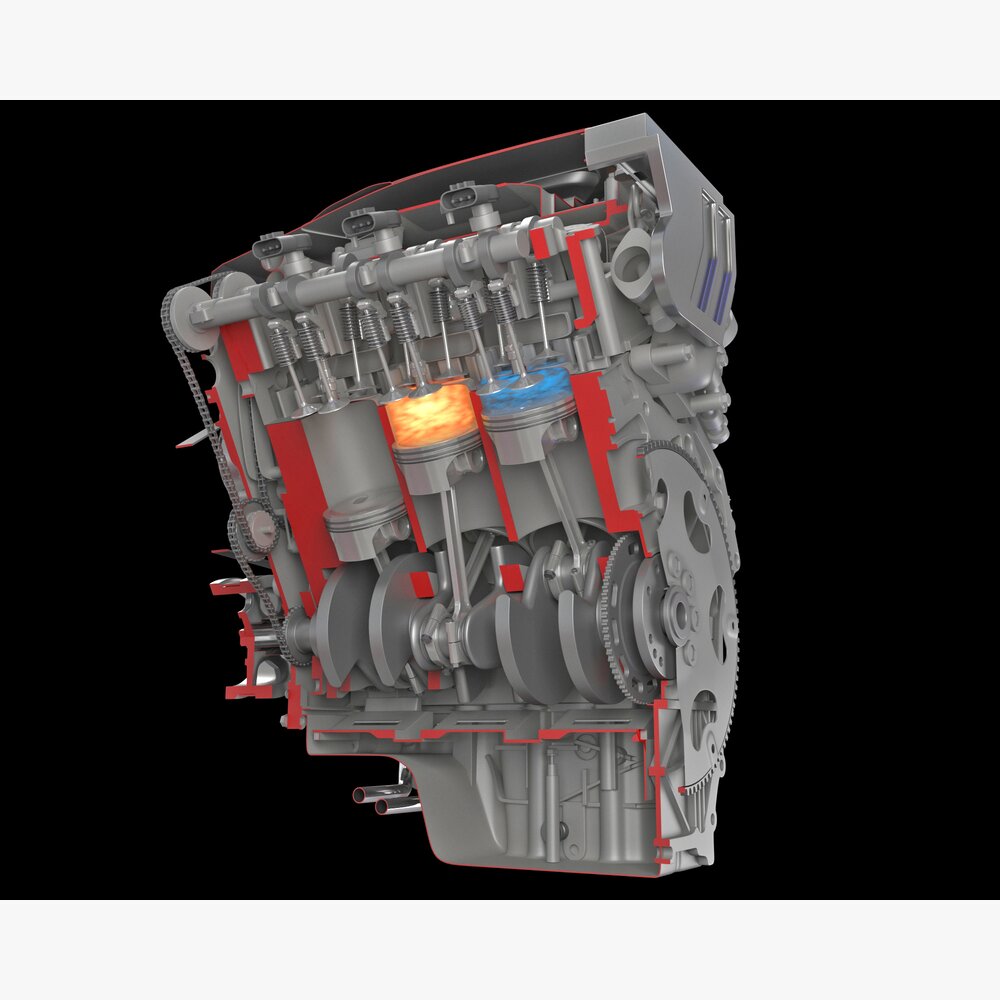 Sectioned Animated V6 Engine Gasoline Ignition 3D model - Download ...