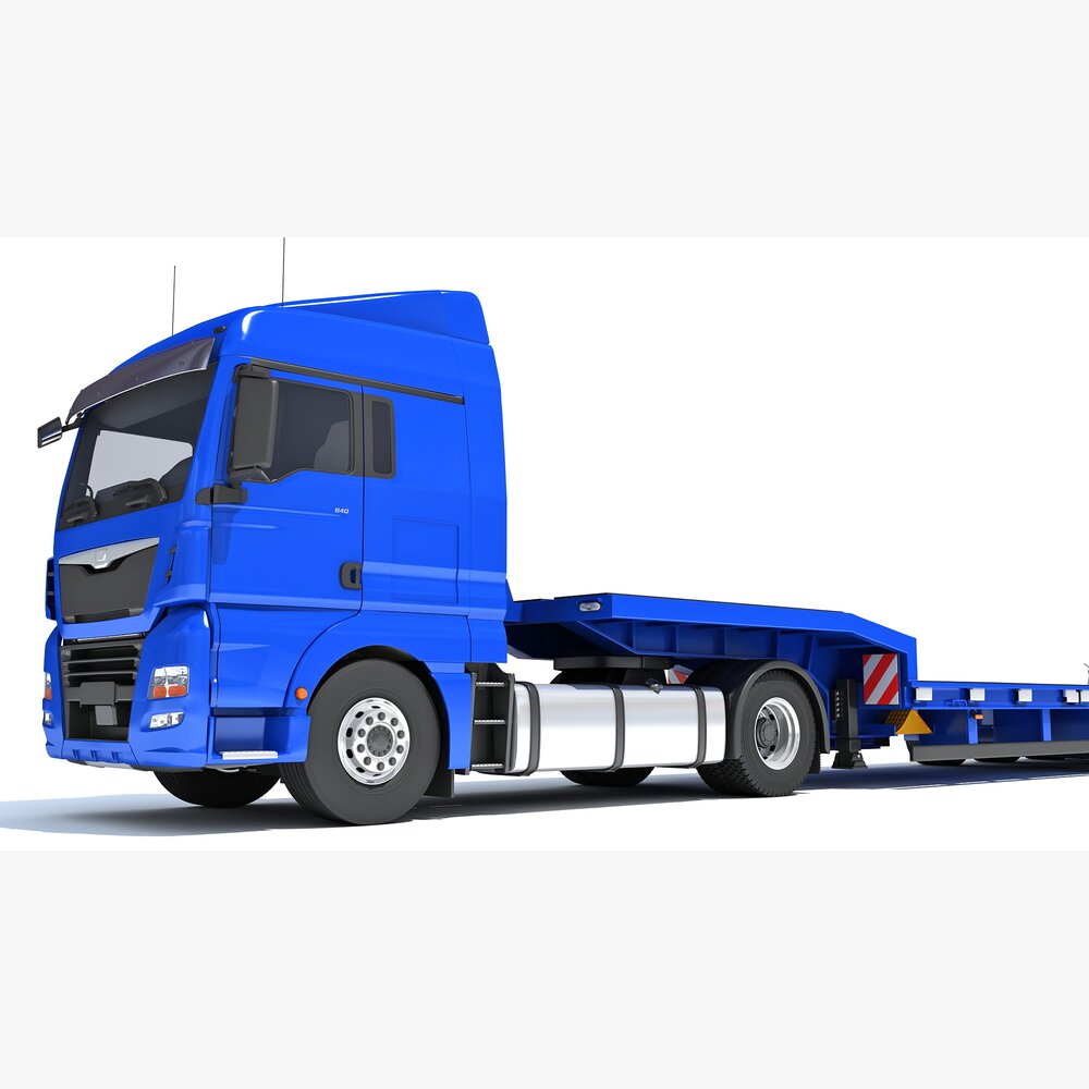 Semi-Tractor With Low Loader 3D 모델 - 다운로드 트럭 on 3DModels.org