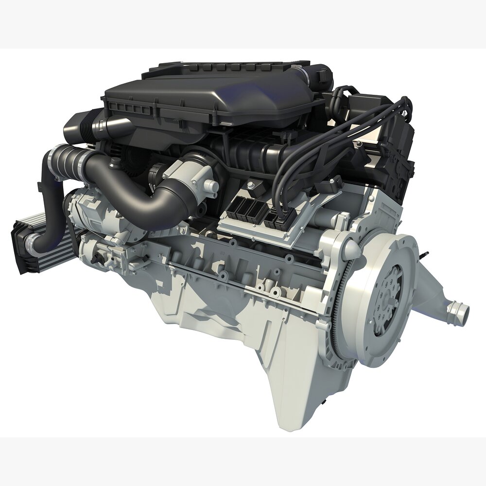 Turbo Straight Six-cylinder Petrol Engine 3D model - Download Engine on ...