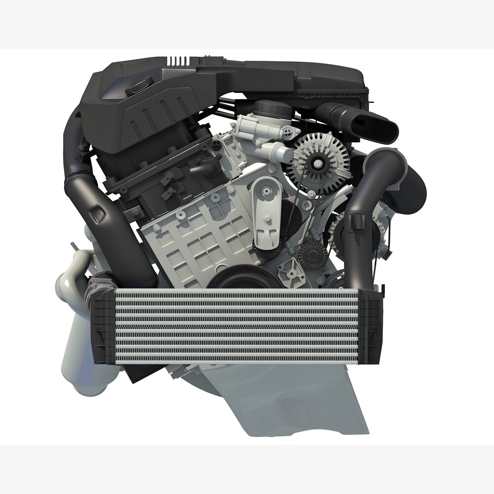 Turbo Straight Six-cylinder Petrol Engine 3D model - Download Engine on ...