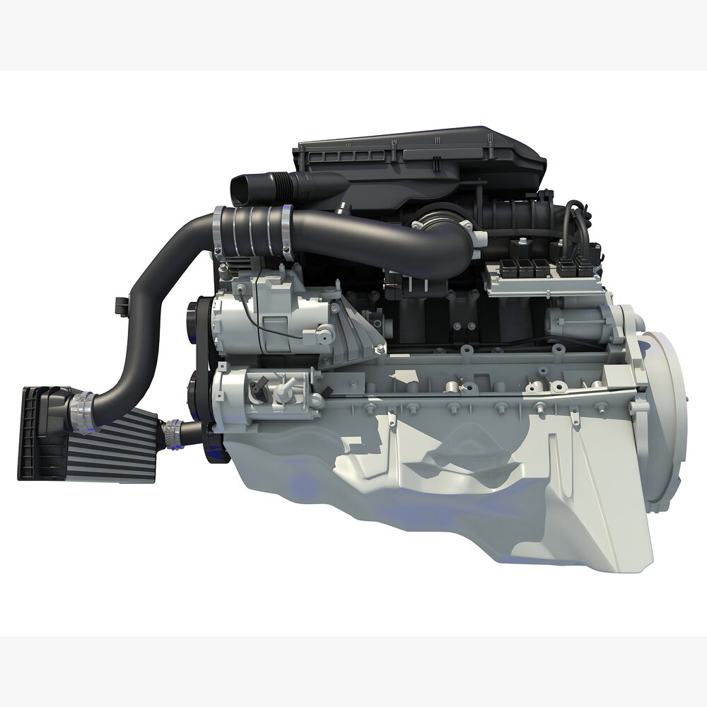 Turbo Straight Six-cylinder Petrol Engine 3D model - Download Engine on ...