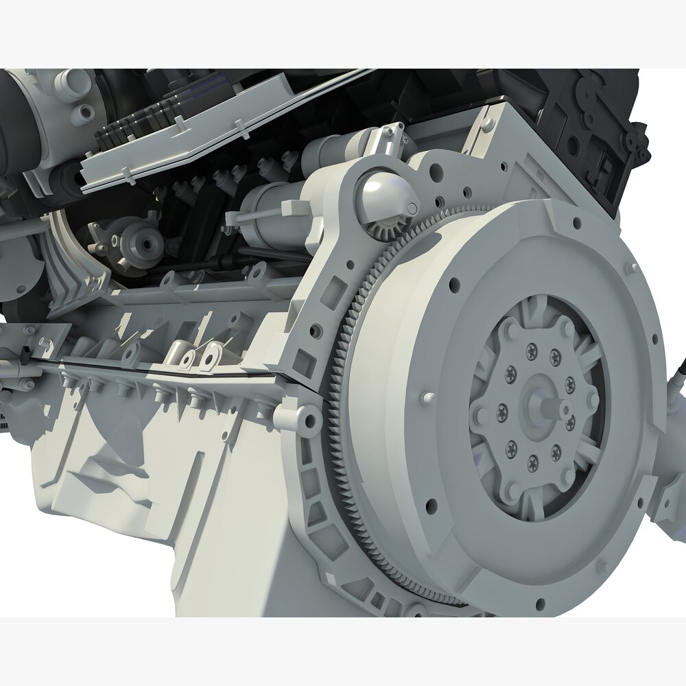 Turbo Straight Six-cylinder Petrol Engine 3D model - Download Engine on ...