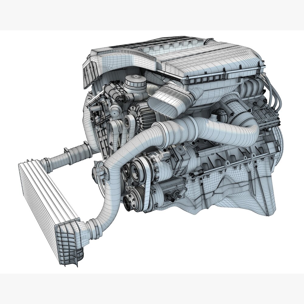 Turbo Straight Six-cylinder Petrol Engine 3D model - Download Engine on ...