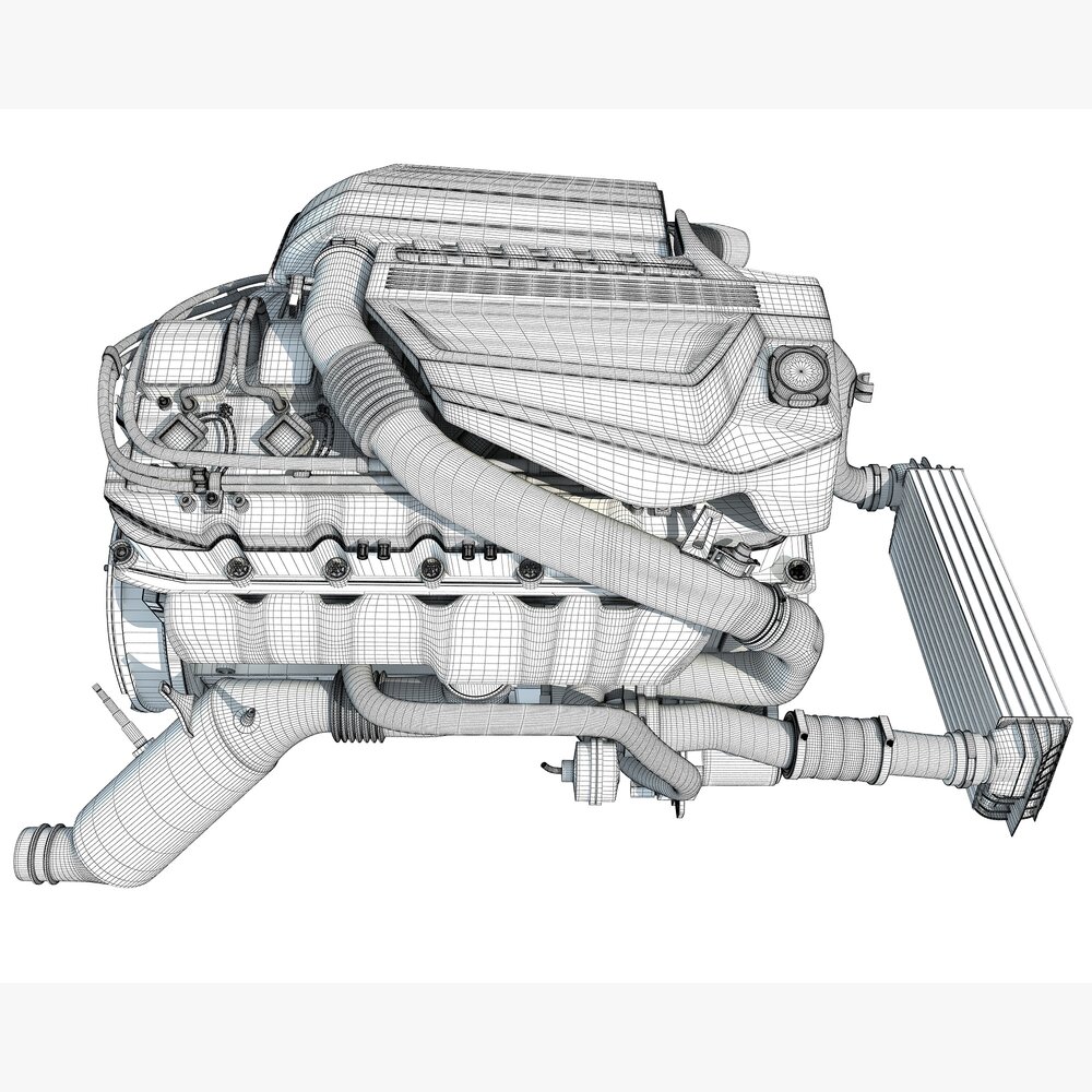 Turbo Straight Six-cylinder Petrol Engine 3D model - Download Engine on ...