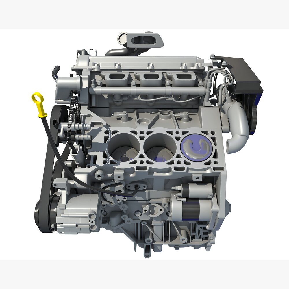 V6 Engine Full With Cutaway 3D model - Download Engine on 3DModels.org