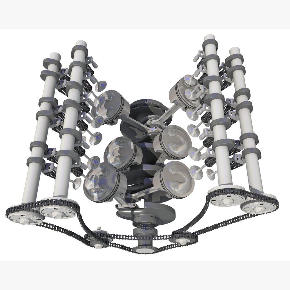 V6 Engine Full With Cutaway 3D model - Download Engine on 3DModels.org
