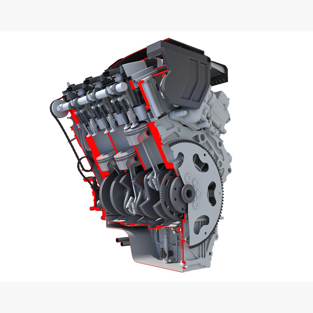 V6 Engine Full With Cutaway 3D model - Download Engine on 3DModels.org