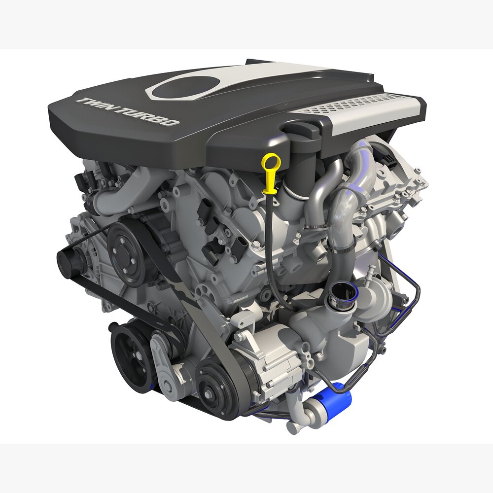 V6 Engine Full With Cutaway 3D model - Download Engine on 3DModels.org