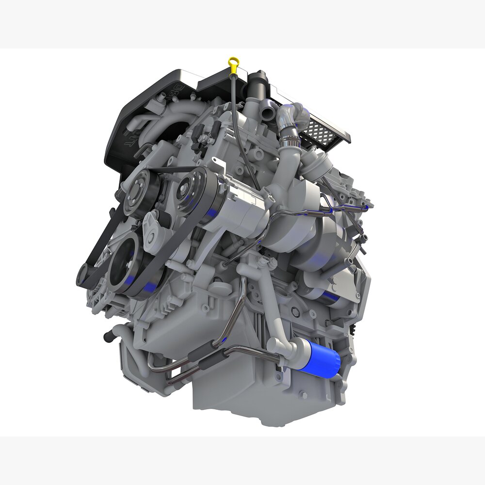 V6 Engine Full With Cutaway 3D model - Download Engine on 3DModels.org