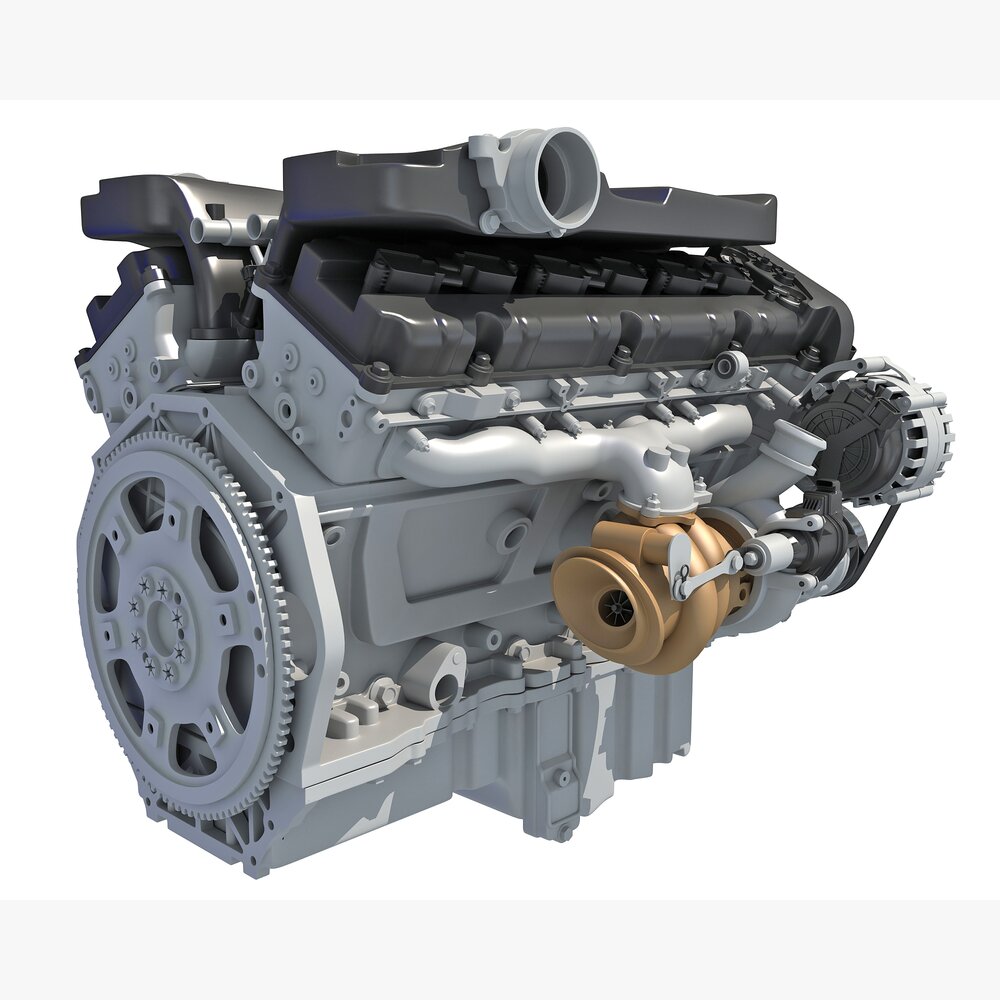 V8 Engine Light Version 3D model - Download Engine on 3DModels.org