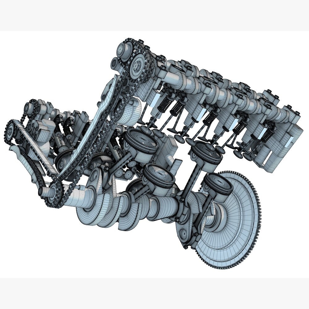 V8 Engine With Interior Parts 3D model - Download Engine on 3DModels.org