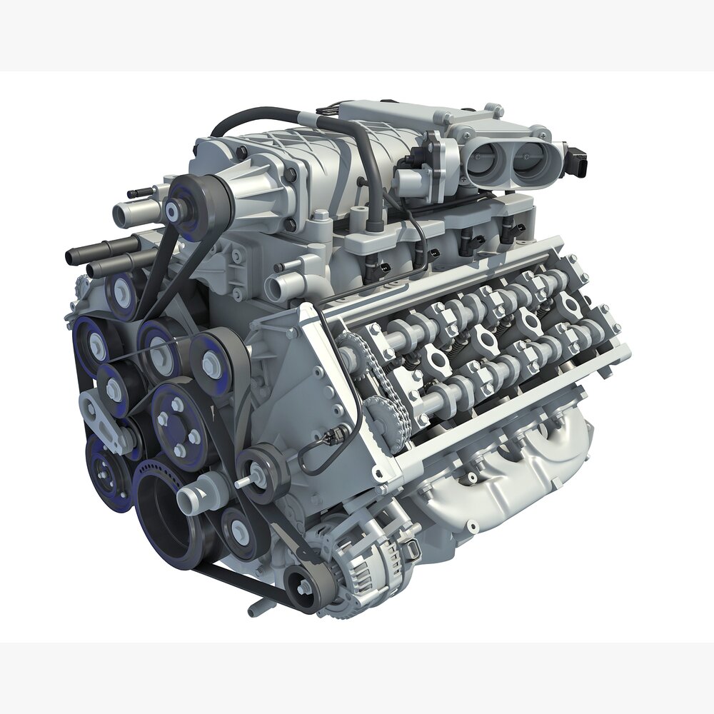V8 Engine With Interior Parts 3D model - Download Engine on 3DModels.org
