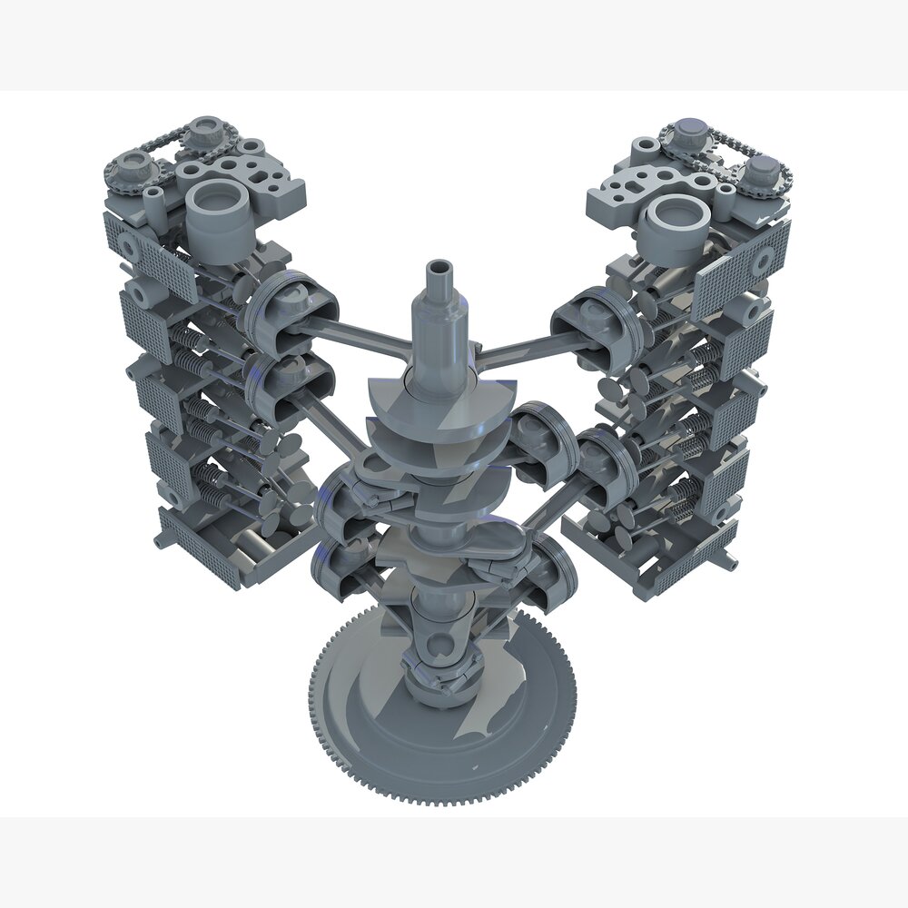 V8 Engine With Interior Parts 3D model - Download Engine on 3DModels.org