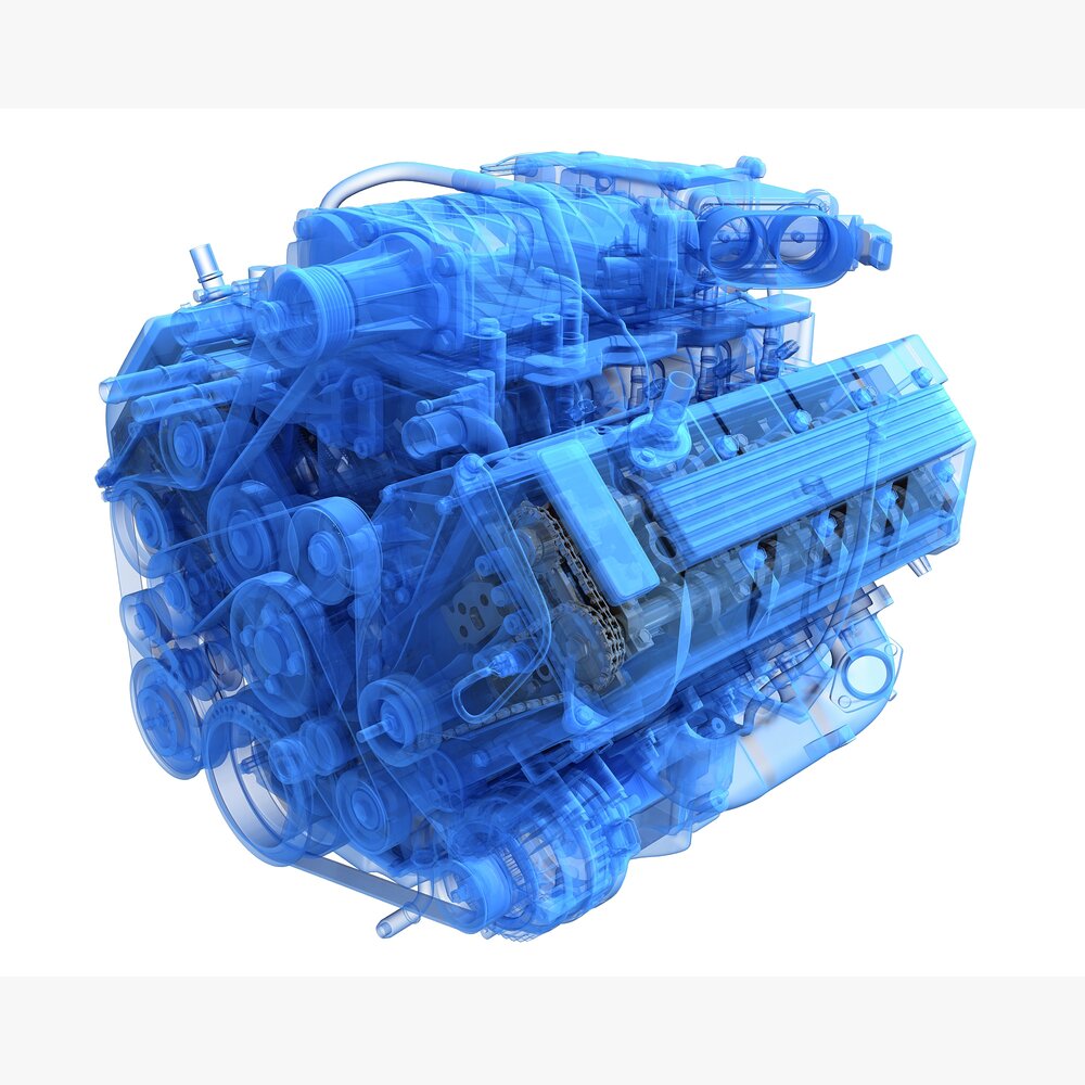 V8 Engine With Interior Parts 3D model - Download Engine on 3DModels.org