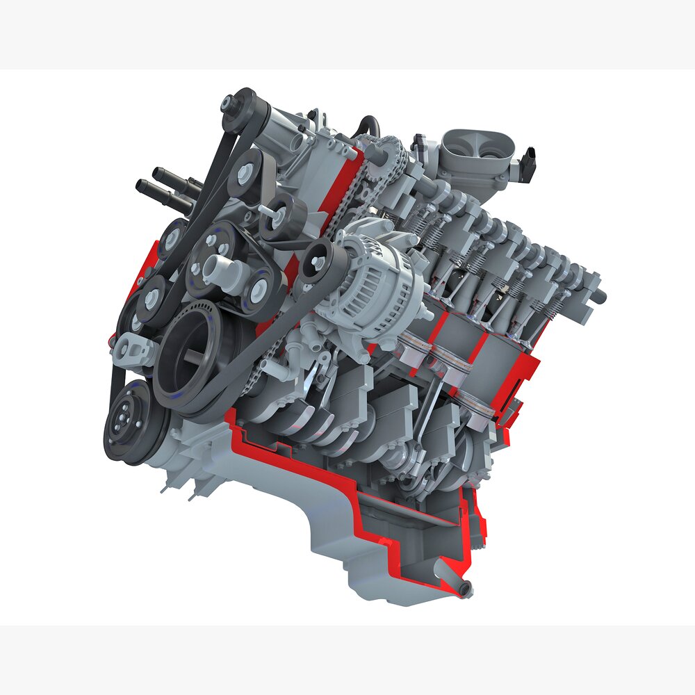 3d Cutaway Piston Engines Animation Model Cylinder Engine Blcok