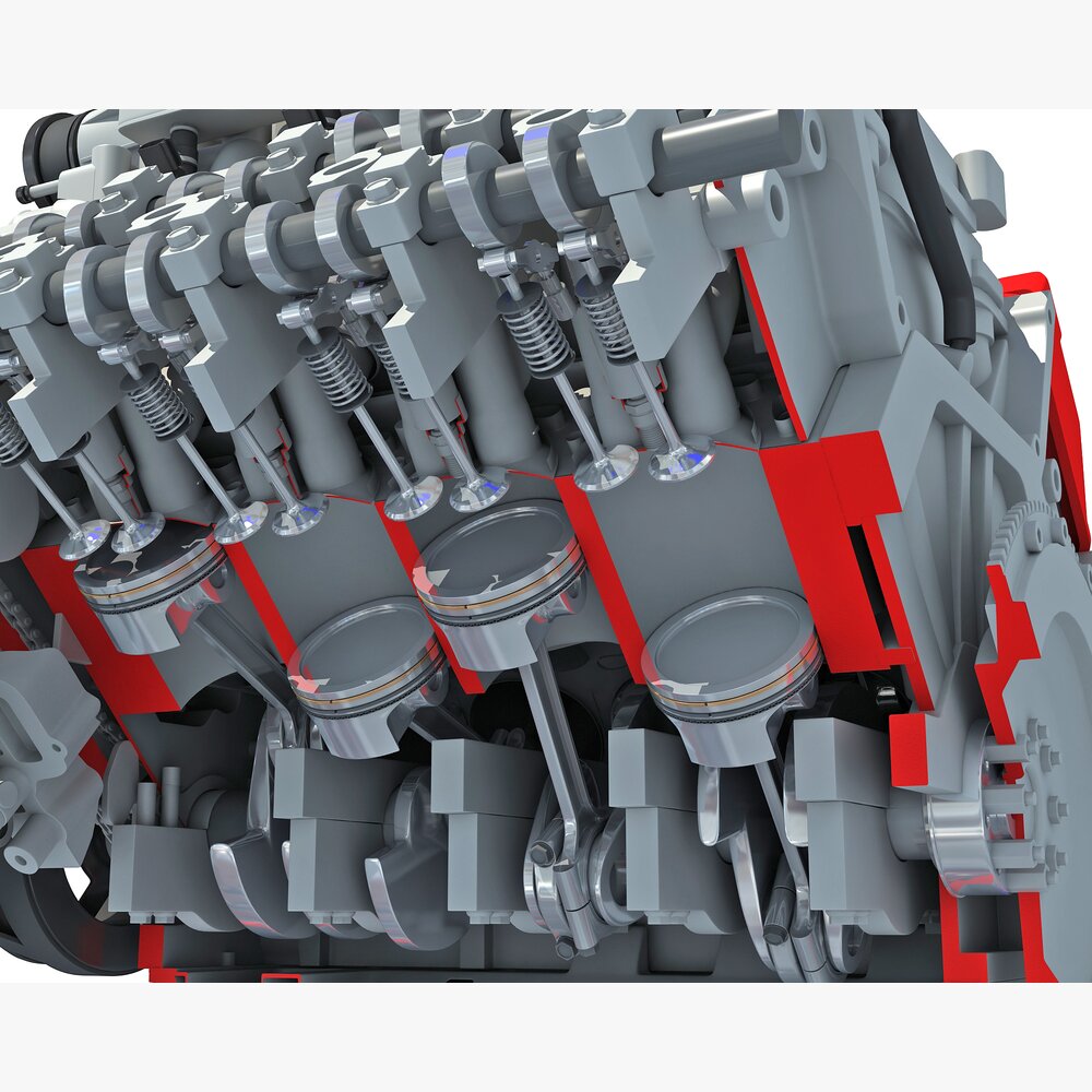 Motor V8 Animado Con Vista Seccionada Modelo 3D - Descargar Motor on ...