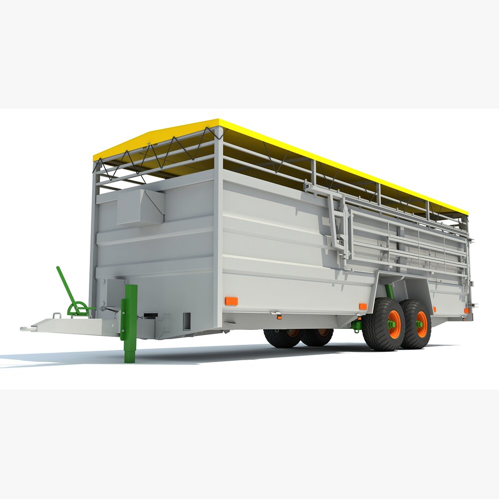 Small Cattle Animal Transporter Trailer 3D model - Download Trailer on ...