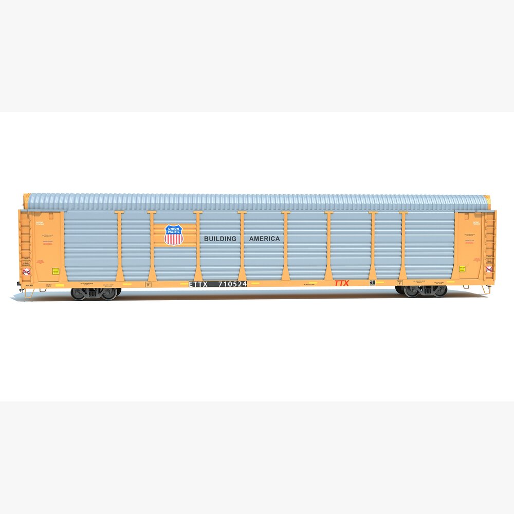 UP Auto Carrier Car Rail Wagon 3D模型 - 下载 鐵路車輛 on 3DModels.org