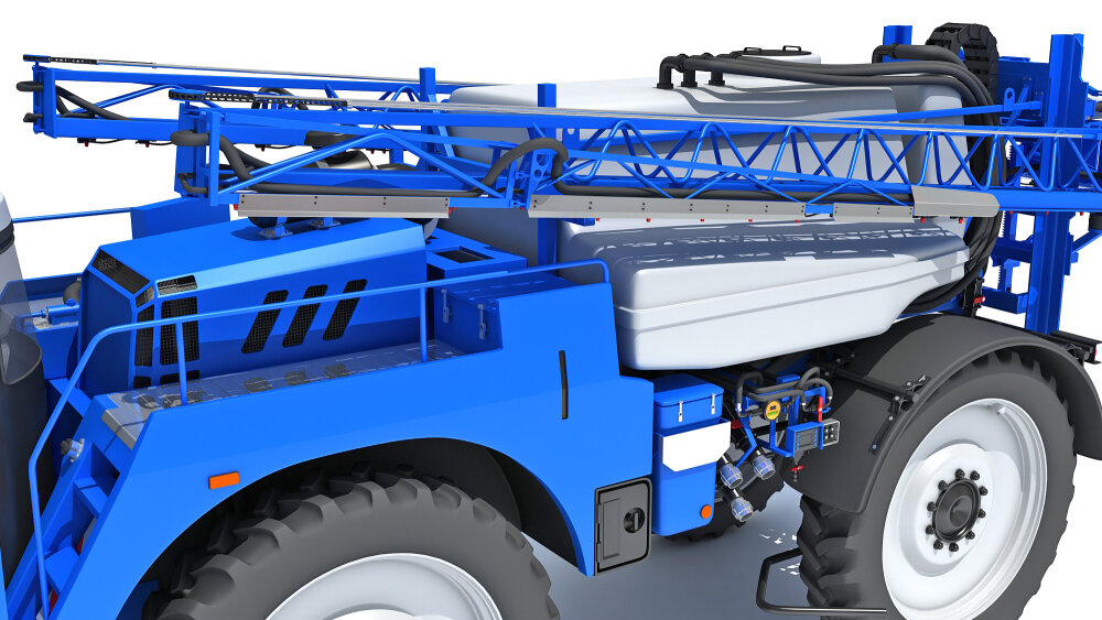 Self Propelled Farm Sprayer Blue 3D model - Download Tractor on ...
