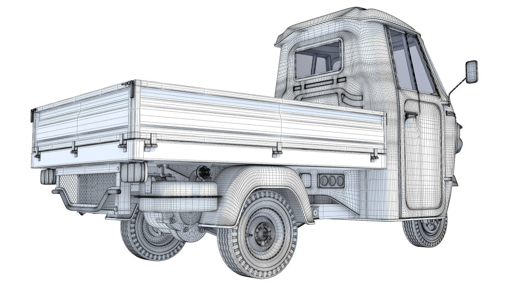 3 Wheeler Mini Tuk Tuk Pick Up 3D 모델 - 다운로드 트럭 on 3DModels.org