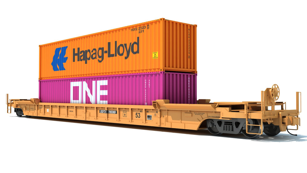 Double Stack Train Car 3D model - Download Rail wagons on 3DModels.org