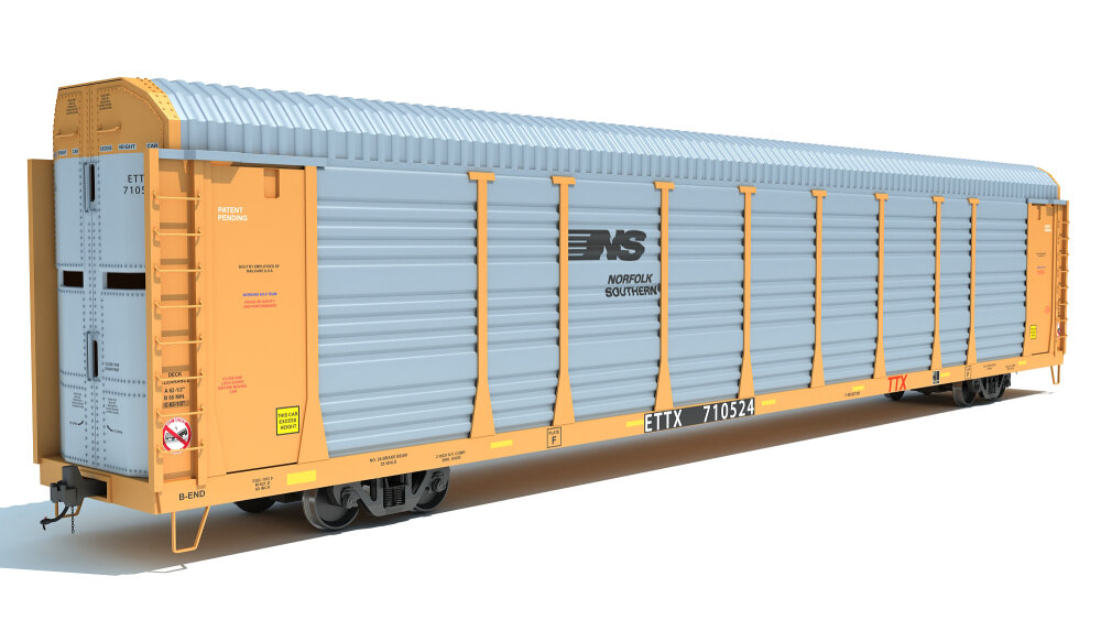 Auto Carrier Rail Car 3D model - Download Rail wagons on 3DModels.org