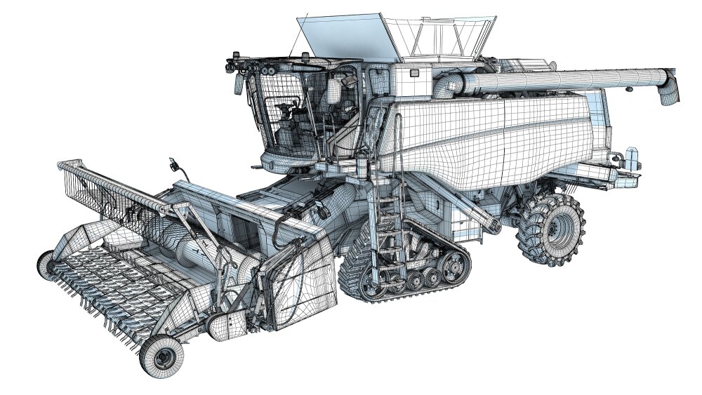 Green Combine Harvester 55 3D model - Download Tractor on 3DModels.org