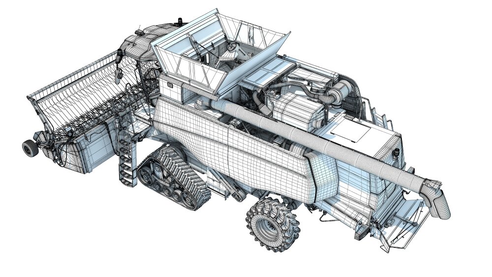 Green Combine Harvester 55 3D model - Download Tractor on 3DModels.org