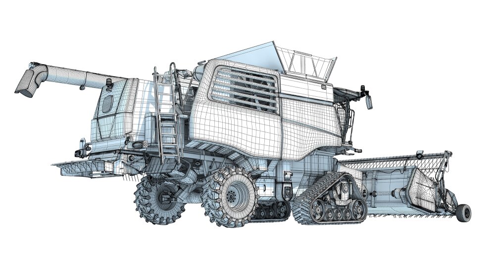 Green Combine Harvester 55 3D model - Download Tractor on 3DModels.org