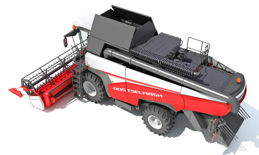 Agricultural Red Combine 3D model - Download Tractor on 3DModels.org