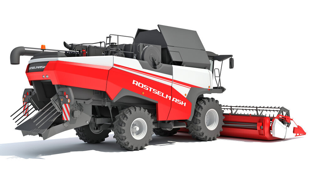 Agricultural Red Combine 3D model - Download Tractor on 3DModels.org