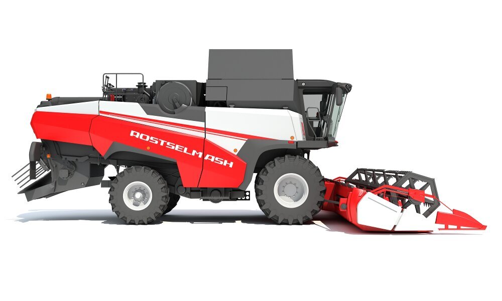 Agricultural Red Combine 3D model - Download Tractor on 3DModels.org