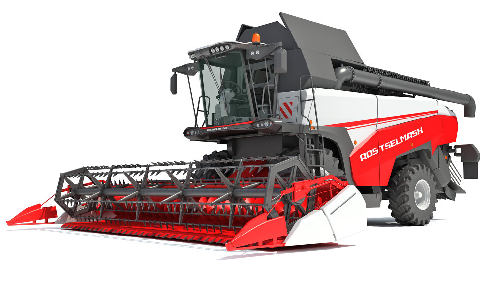 Agricultural Red Combine 3D model - Download Tractor on 3DModels.org