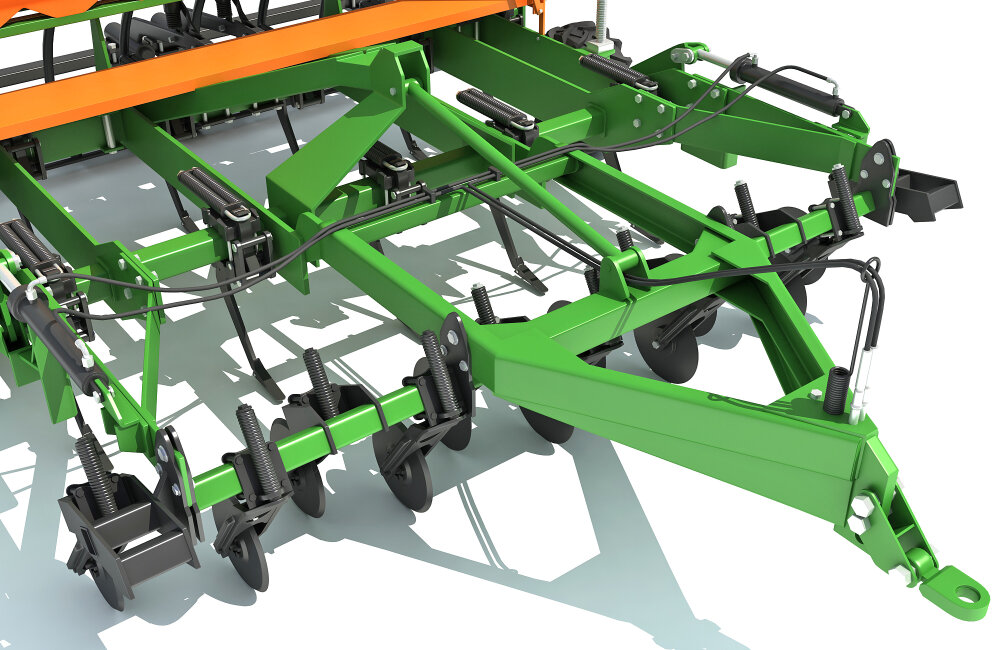 Seed Drill Disc Harrow 3D model - Download Trailer on 3DModels.org