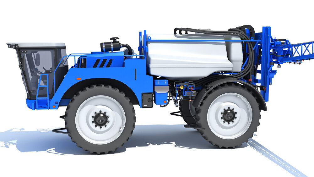 Self Propelled Blue Farm Sprayer 3D model - Download Tractor on ...