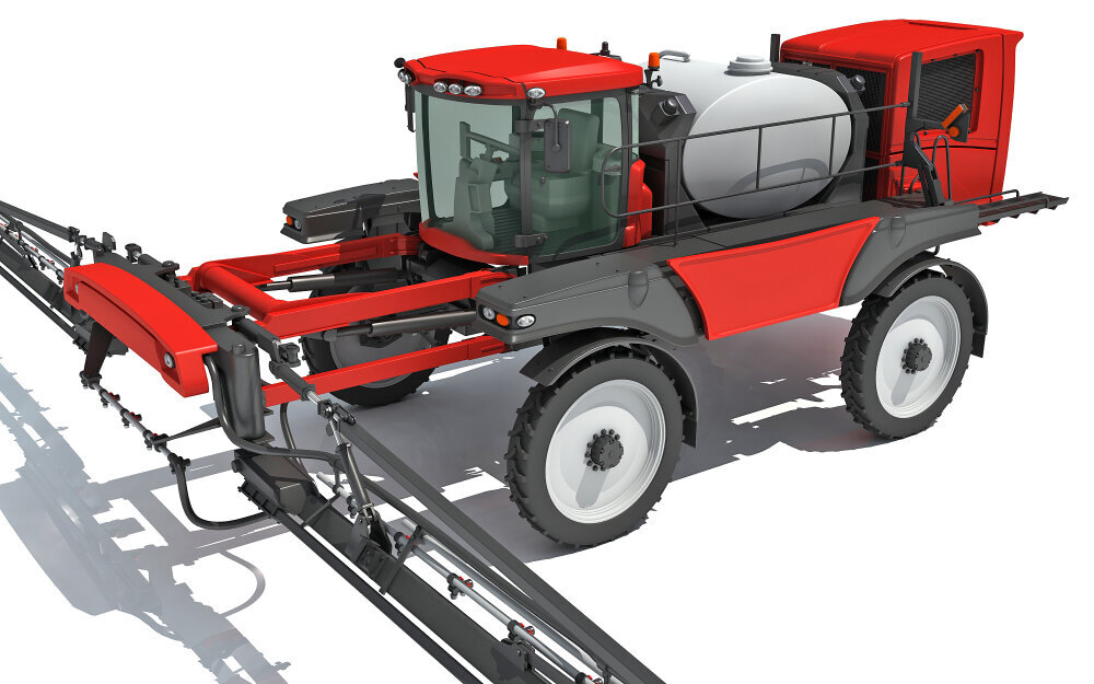 Self Propelled Red Farm Sprayer 3D model - Download Tractor on 3DModels.org