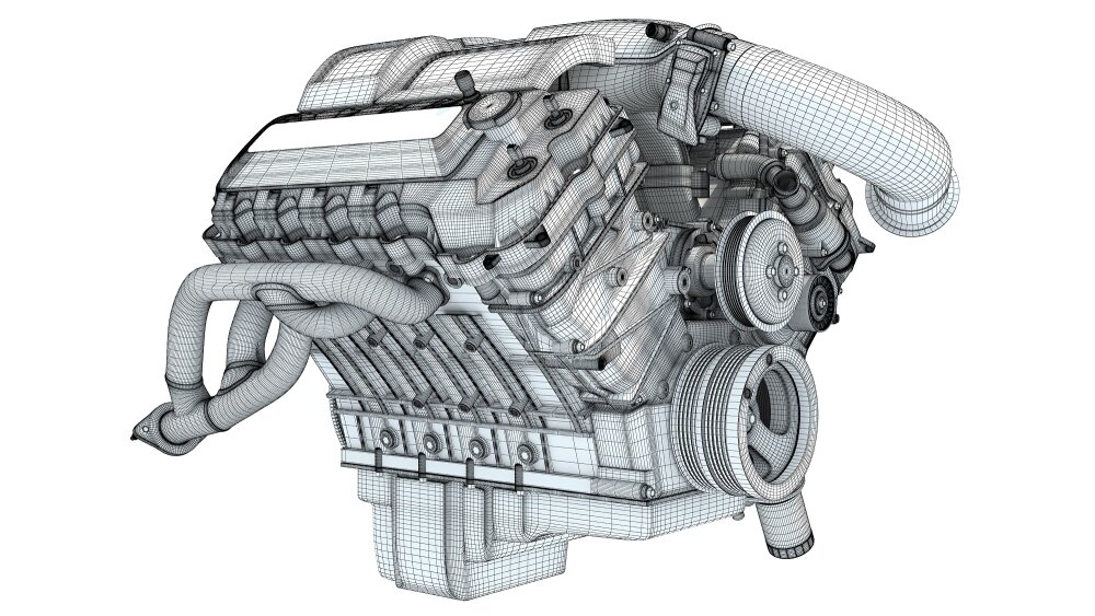 V8 Engine with Air Intake System 3D model - Download Engine on 3DModels.org