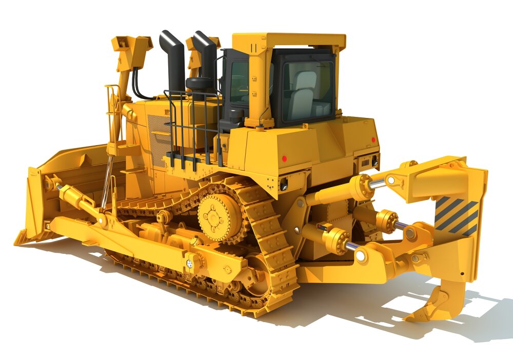 Powerful Yellow Tracked Bulldozer 3D model - Download Tractor on ...