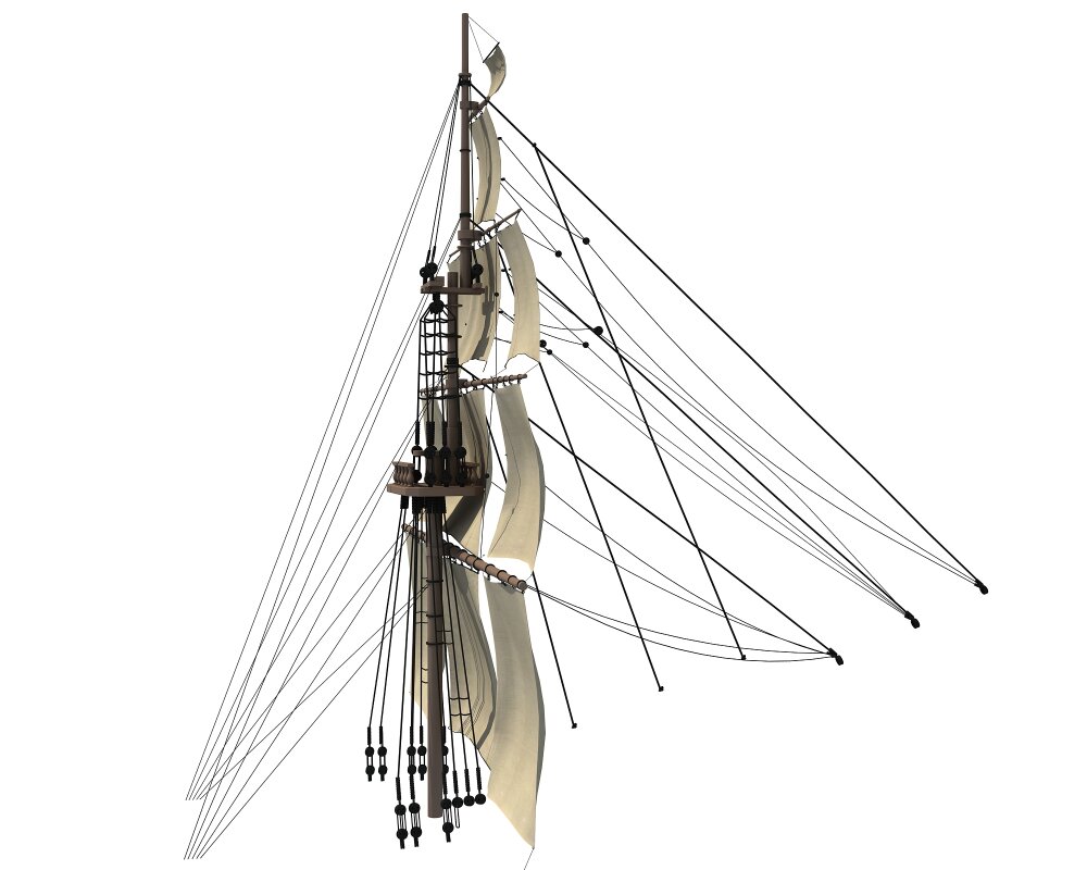 Ship Mast with Sails 3D 모델 - 다운로드 범선 on 3DModels.org