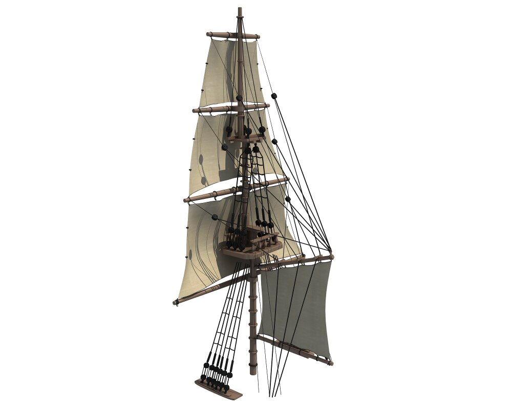 Tall Ship Mast with Sails 3D模型 - 下载 帆船 on 3DModels.org