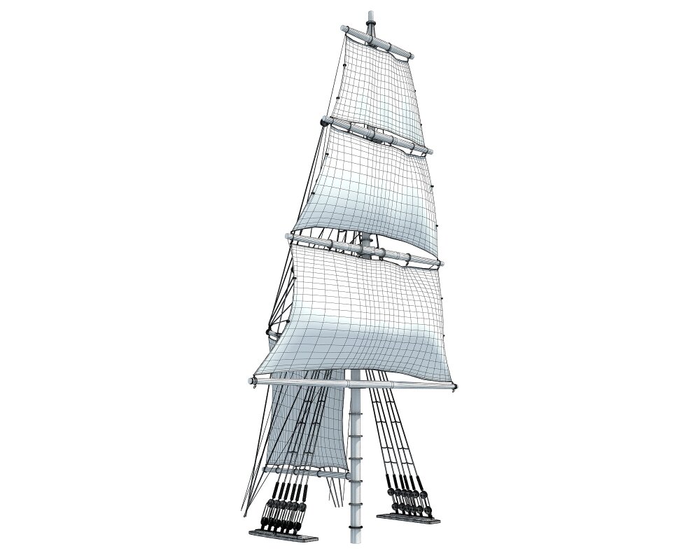 Tall Ship Mast with Sails 3D model - Download Sailing ship on 3DModels.org