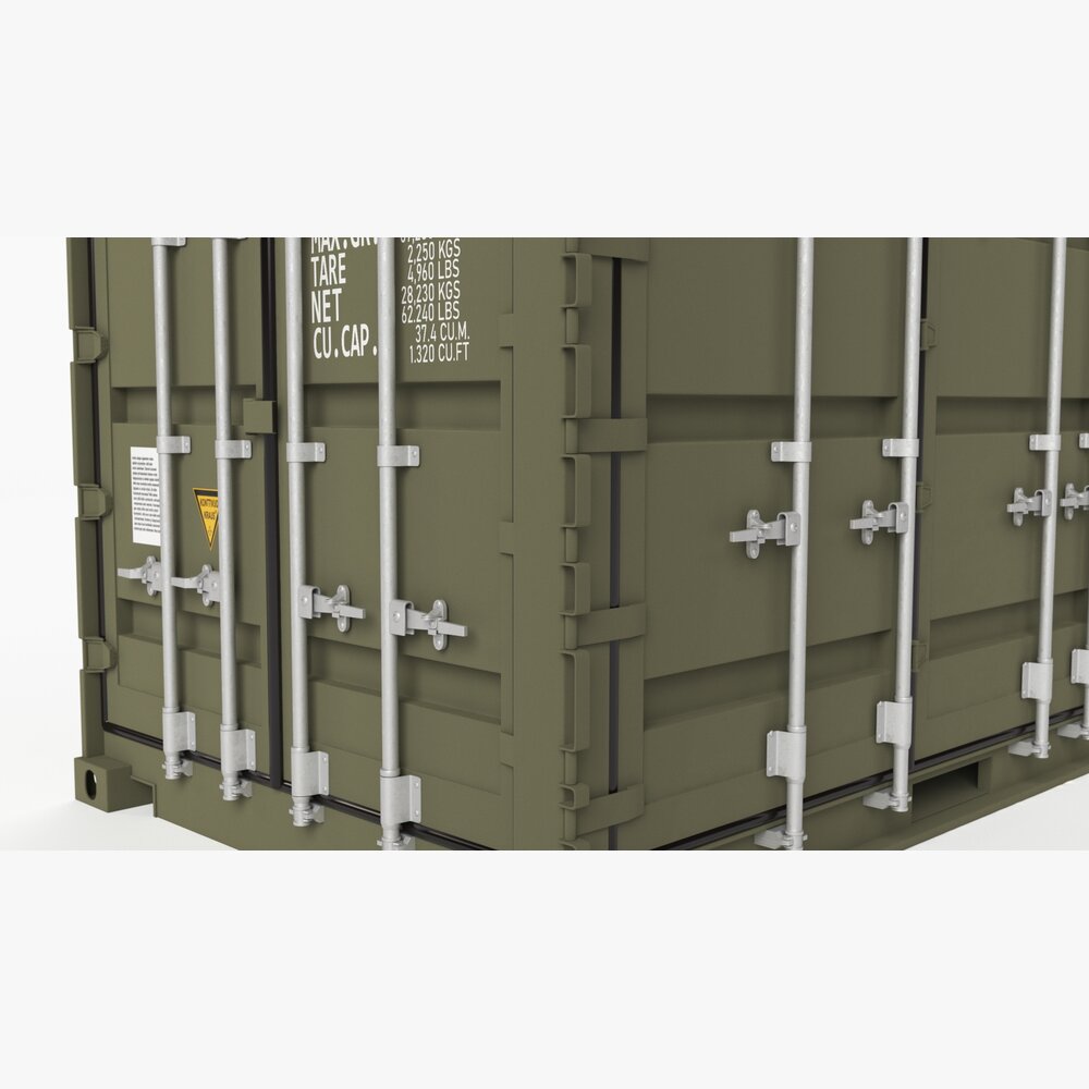 20 ft Military Container Green Colour 3D model - Download Tools on ...