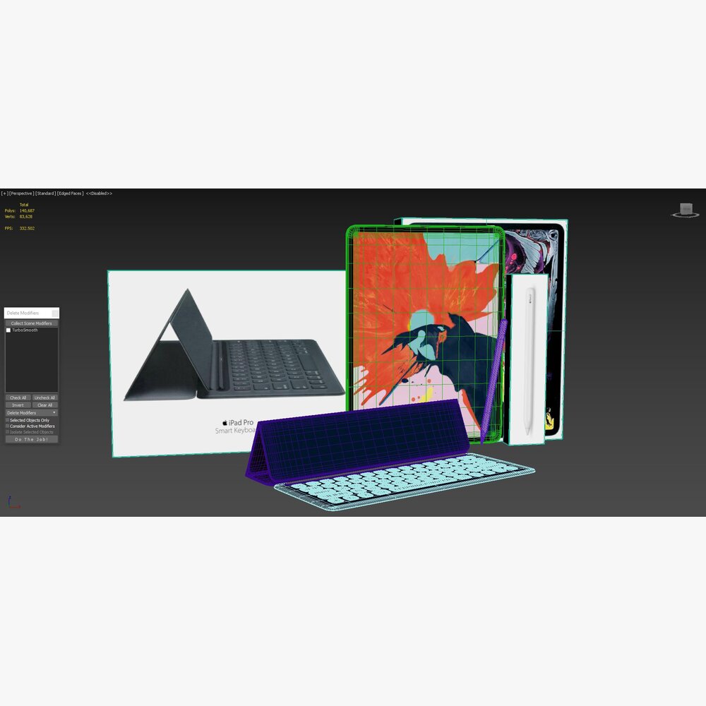 Apple iPad Pro 12-9 Inch Smart Keyboard Pencil Bundle With Box 3D model ...